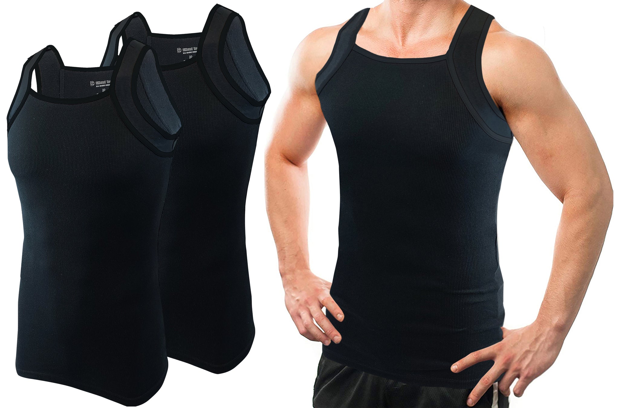 Square Cut G-unit Tank Top | Muscle Rib Accent Trim Men's (2 Pack)