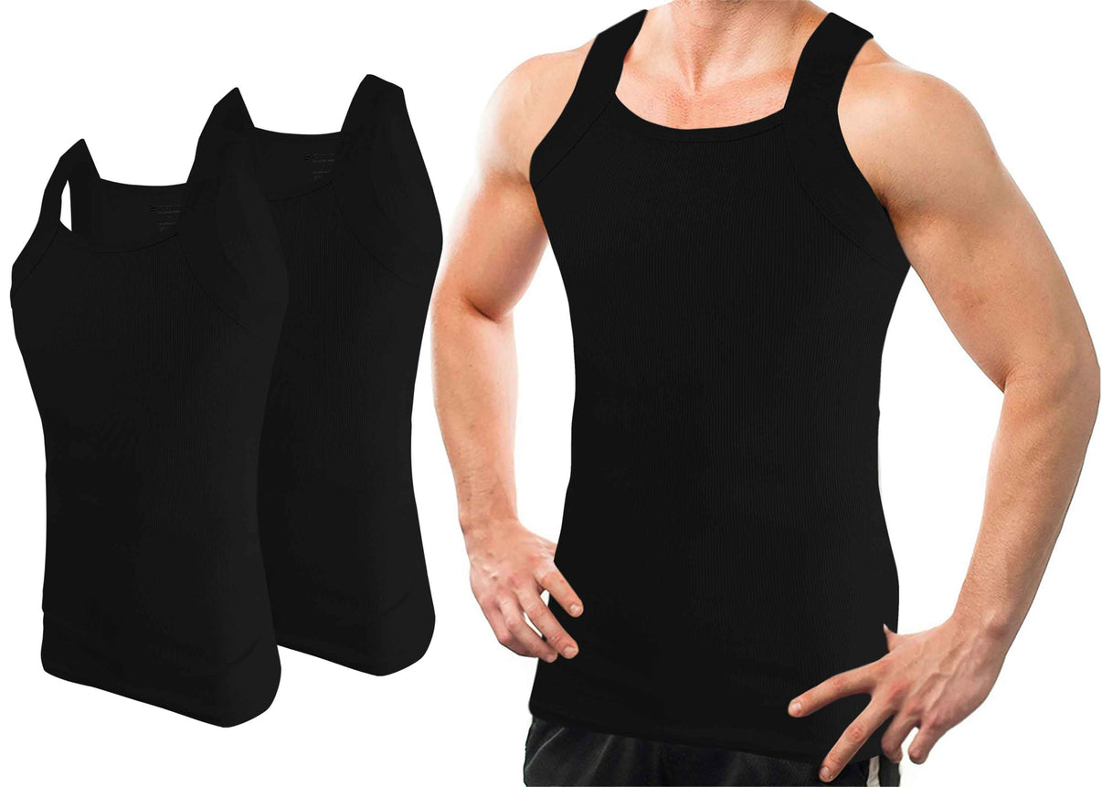 Square Cut G-unit Tank Top | Muscle Rib A-Shirts | Men's (2 Pack ...